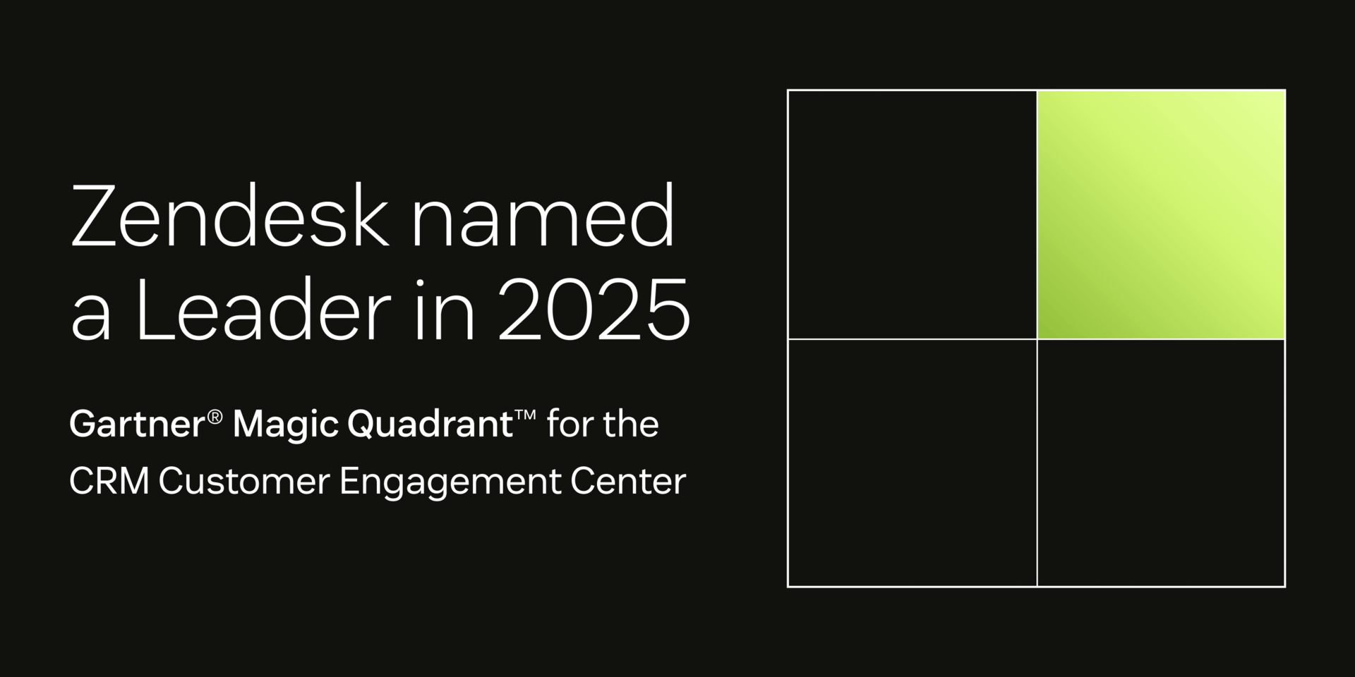 Zendesk Named a Leader in the 2025 Gartner® Magic Quadrant™ for the CRM Customer Engagement Center